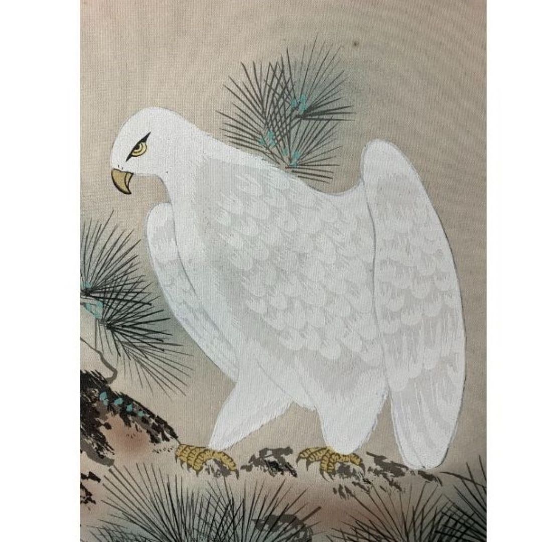 Japanese Hanging Scroll White Hawk – Kakejiku Wall Art Japan – Antique ...